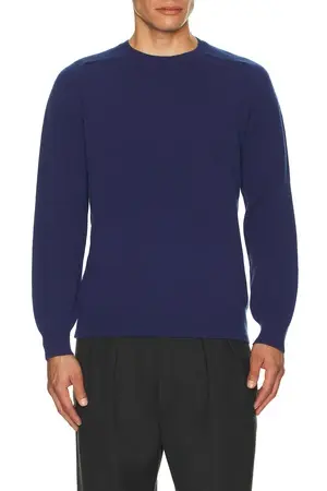 BEAMS Crew 9g Sweater - Blue
