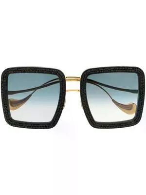 Anna-Karin Karlsson Crystal-embellished Oversized Square Sunglasses - Black