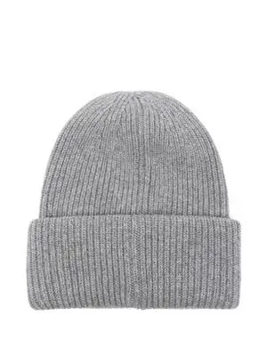 Moncler Ribbed Beanie Hat With Logo Patch