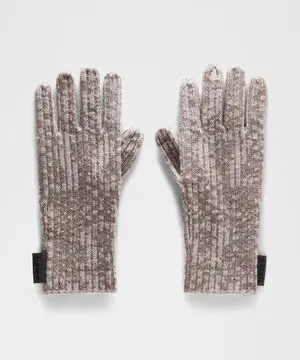 Lululemon Ribbed Merino Wool Gloves - From Afar Knit Jacquard Sheer Oak Muli
