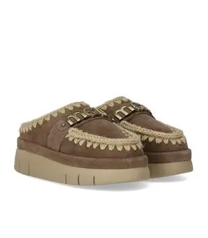 Mou Bounce Welt Suede Clogs - Brown