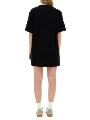 MSGM Brushed Logo T-shirt Dress - Black
