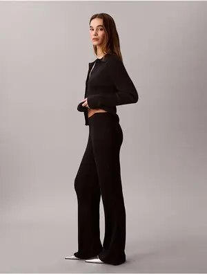 Calvin Klein Lurex Merino Wool Blend Flared Pants