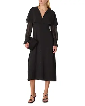 Whistles Cape Midi Dress - Black