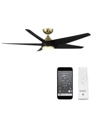 LUXADORA Wac Lighting Smart Fans Viper 60 In 3000k Led Indoor Or Outdoor Smart Home Ceiling Fan - Soft Brass/matte Black