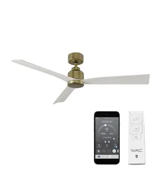 LUXADORA Wac Lighting Smart Fans Clean 52 In Indoor Or Outdoor Smart Home Ceiling Fan - Soft Brass/matte White