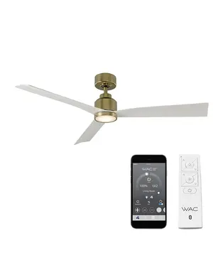 LUXADORA Wac Lighting Smart Fans Clean 52 In 3000k Led Indoor Or Outdoor Smart Home Ceiling Fan - Soft Brass/matte White