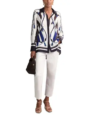 REISS Isla Scarf Print Shirt - Navy