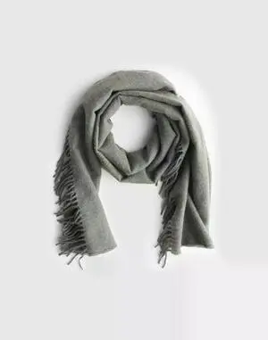 Madewell Fringe Wool Scarf - Hthr Dark Grey