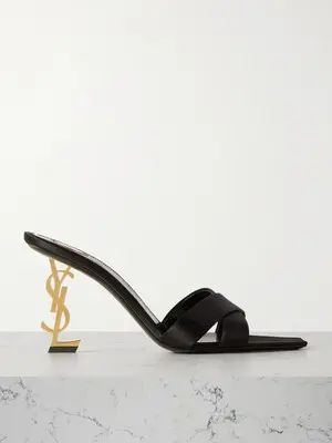 Saint Laurent Opyum Satin Mules - Black