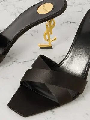 Saint Laurent Opyum Satin Mules - Black
