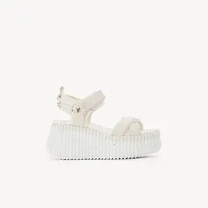 Chloé Nama Wedge Sandals - White