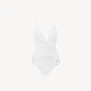 Chloé One-piece Swimsuit With Ruffle Trim - White
