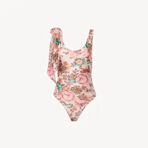 Chloé Knotted-Strap One-Piece Swimsuit 46 Muddy Grey