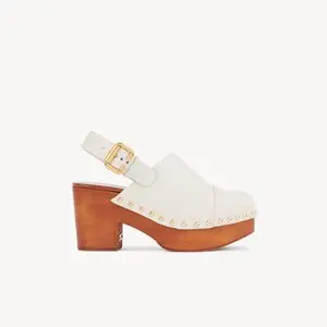 Chloé Jeannette Wedge Clogs - Eggshell