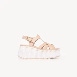 Chloé Nama Wedge Sandals - Blushy Beige