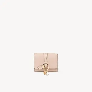 Chloé Mini Alphabet Tri-fold In Grained Leather Single - Cement Pink