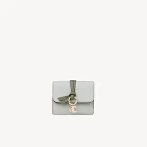 Chloé - Small Alphabet Tri-fold In Grained Leather - - Single Aqua Grey