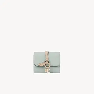 Chloé - Small Alphabet Tri-fold In Grained Leather - - Single Bluish Green