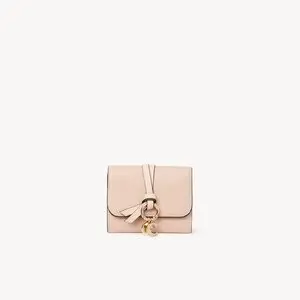 Chloé - Small Alphabet Tri-fold In Grained Leather - - Single Cement Pink