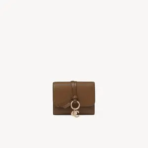 Chloé - Small Alphabet Tri-fold In Grained Leather - - Single Dark Khaki