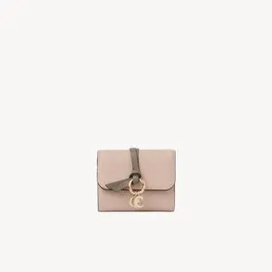 Chloé - Small Alphabet Tri-fold In Grained Leather - - Single Earthy Pink