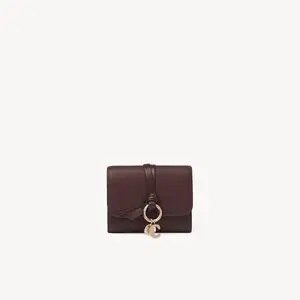 Chloé Small Alphabet Tri-fold In Grained Leather Single - Perfect Plum