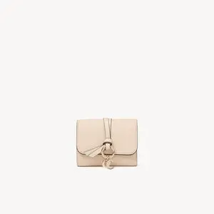 Chloé - Small Alphabet Tri-fold In Grained Leather - - Single Sweet Beige