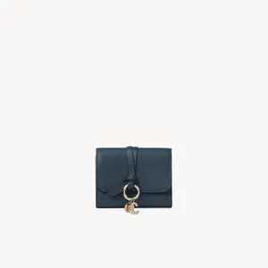 Chloé - Small Alphabet Tri-fold In Grained Leather - - Single Tapestry Blue