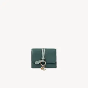 Chloé - Small Alphabet Tri-fold In Grained Leather - - Single Tornado Blue