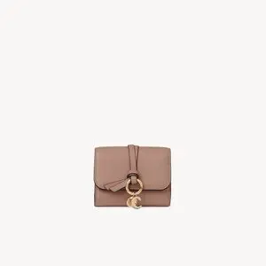 Chloé - Small Alphabet Tri-fold In Grained Leather - - Single Woodrose