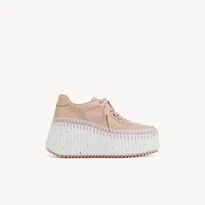 Chloé Nama Wedge Sneakers - Tan Rose