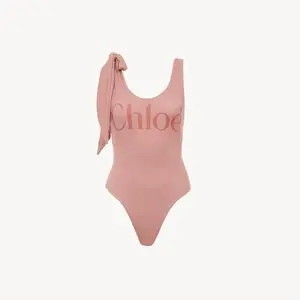 Chloé Knotted-strap One-piece Swimsuit - Wild Pink