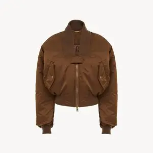Chloé Nylon Bomber Jacket - Authentic Brown