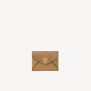 Chloé Envelope Card Holder In Metallized Leather Single - Golden Brown