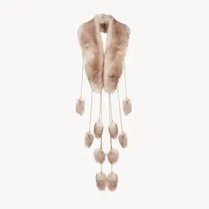 Chloé The Treasure Tails Scarf In Shearling Single - Beige - Brown