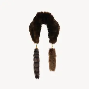 Chloé The Treasure Tails Scarf In Shearling Single - Bold Brown