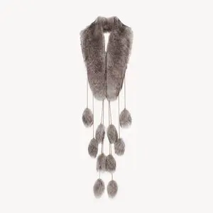Chloé The Treasure Tails Scarf In Shearling Single - Silver