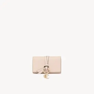 Chloé Alphabet Key Case In Grained Leather Single - Cement Pink