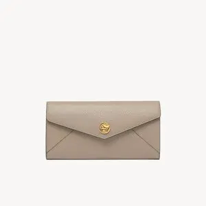 Chloé Envelope Long Wallet With Flap In Grained Leather Single - Motty Grey
