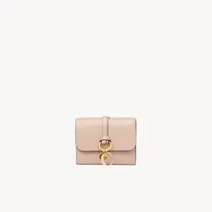Chloé Small Alphabet Tri-fold In Shiny Leather Single - Deep Beige