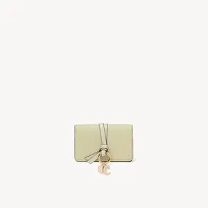 Chloé Alphabet Card Holder In Grained Leather Single - Light Eucalyptus