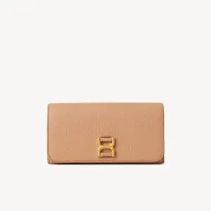 Chloé Marcie Long Wallet With Flap In Grained Leather Single