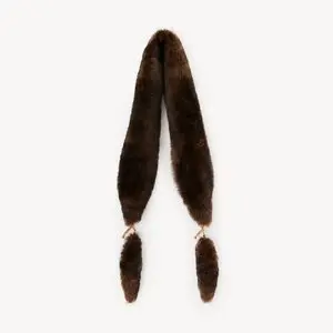 Chloé The Chain Tails Scarf In Shearling Single - Bold Brown