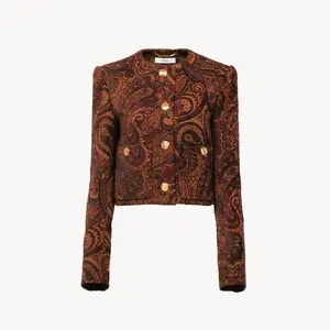 Chloé Collarless Tapestry Jacquard Jacket - Multicolor Red