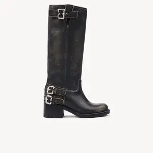 Tall Square Toe Moto Boots