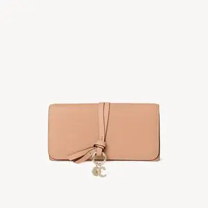 Chloé - Alphabet Wallet With Flap In Grained Leather - - Single Light Tan