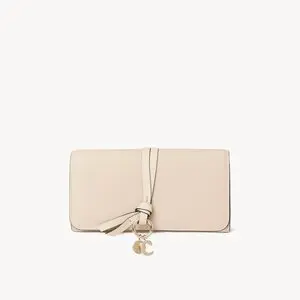 Chloé - Alphabet Wallet With Flap In Grained Leather - - Single Sweet Beige