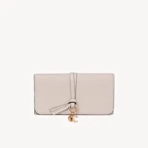 Chloé Alphabet Wallet With Flap In Grained Leather Single - Wild Grey
