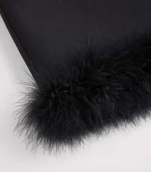 Valentino Garavani Virgin Wool-silk-feather Midi Skirt - Black